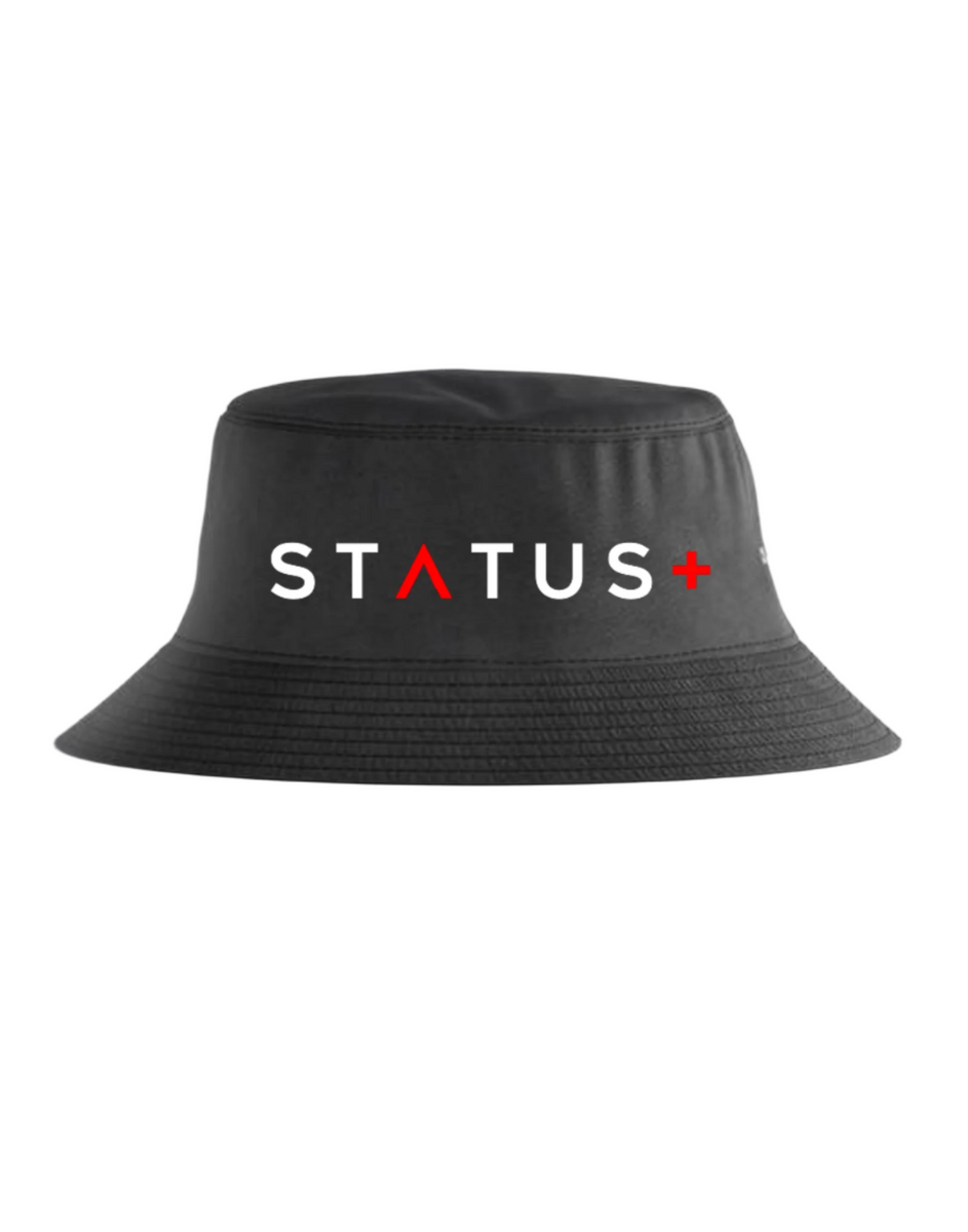 Status Plus Black Bucket Hat (white and red logo) – Status Plus Fashions