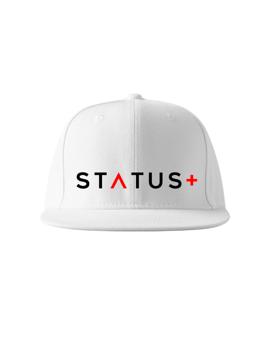 Status Plus White Trucker Hat (black and red logo) – Status Plus Fashions